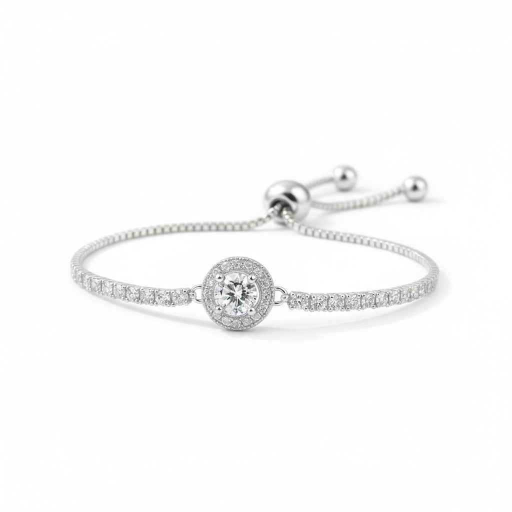 Bracelet plat en argent 925 avec placage platine | Sensies